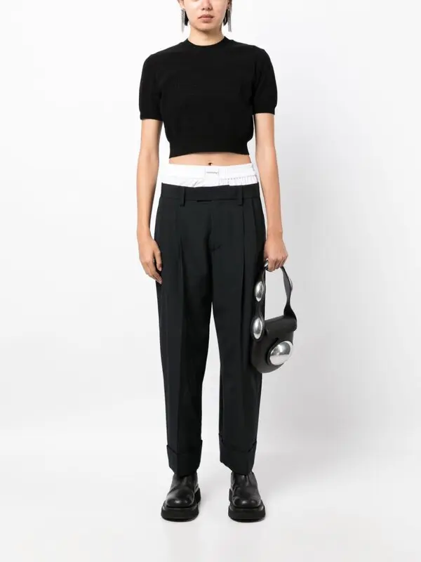 Alexander Wang Logo-embossed Cropped Knitted Top