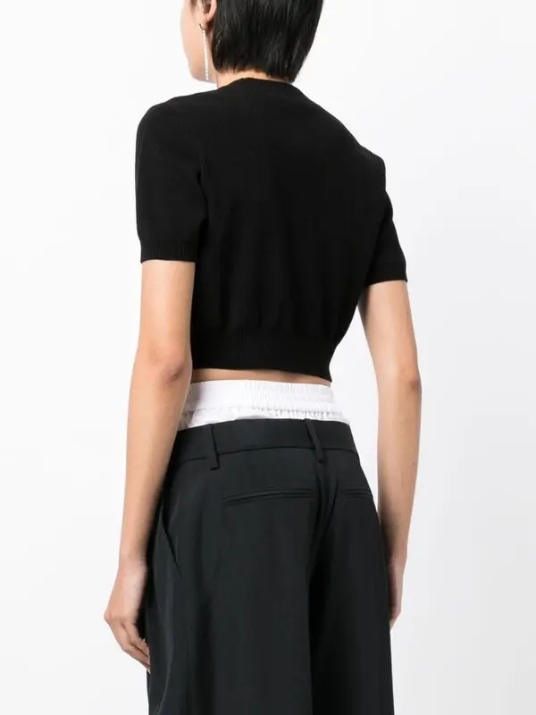 Alexander Wang Logo-embossed Cropped Knitted Top