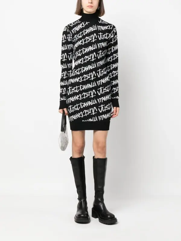 Just Cavalli Intarsia-knit Logo Dress