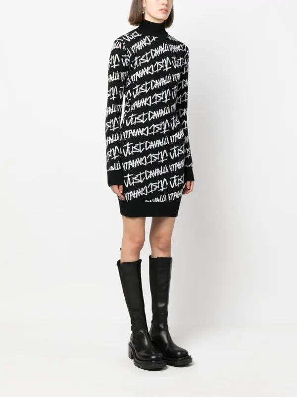 Just Cavalli Intarsia-knit Logo Dress