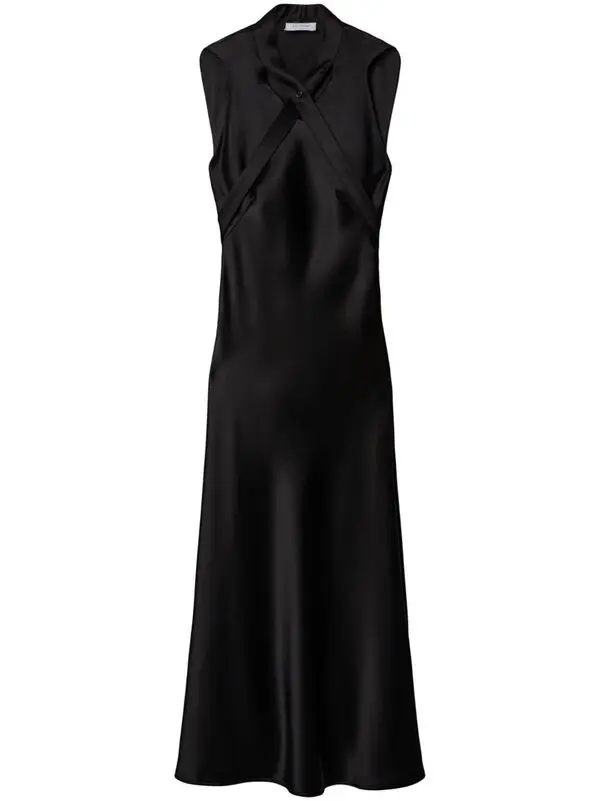 Off-White Buckle-detail Satin Midi Dress - Black