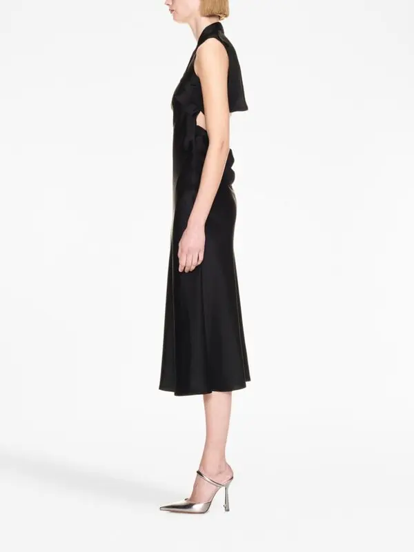 Off-White Buckle-detail Satin Midi Dress - Black