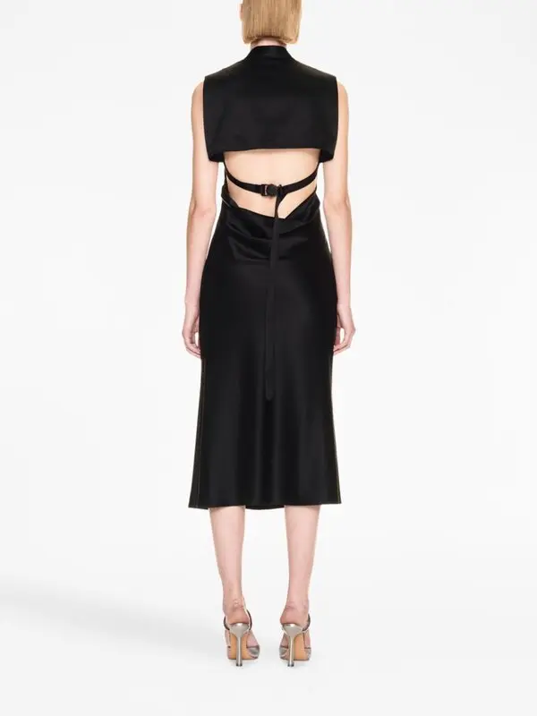 Off-White Buckle-detail Satin Midi Dress - Black