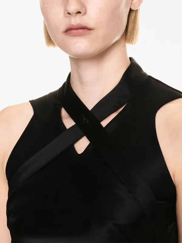 Off-White Buckle-detail Satin Midi Dress - Black