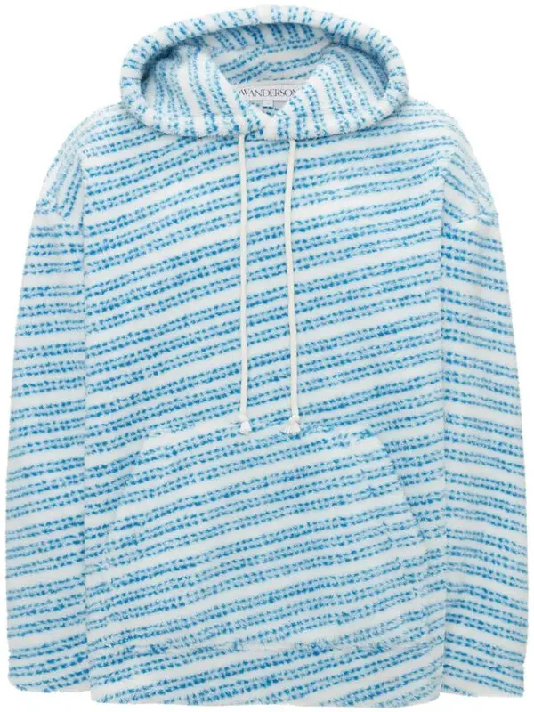 JW Anderson Oversized Striped Fleece Hoodie - Blue