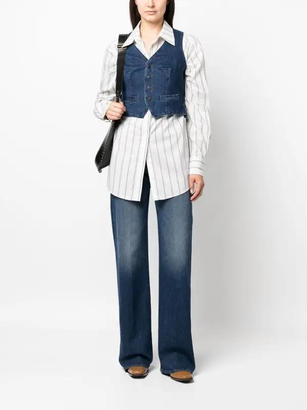 Ralph Lauren V-Neck Denim Waistcoat Blue Editorialist