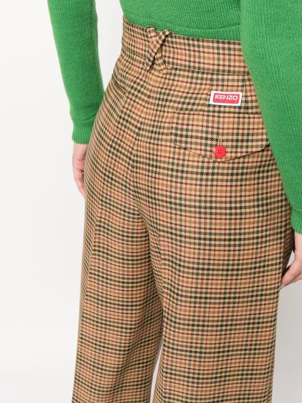 Kenzo Checked Wide-leg Trousers