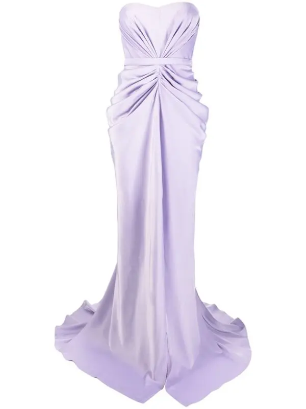 ANA RADU Ruched Strapless Gown - Purple