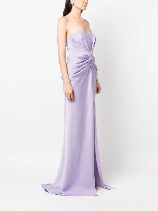 ANA RADU Ruched Strapless Gown - Purple