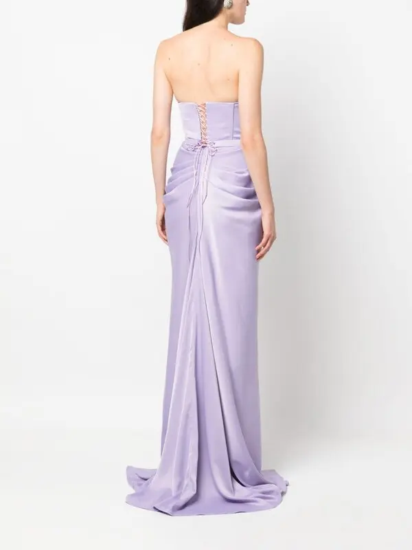ANA RADU Ruched Strapless Gown - Purple