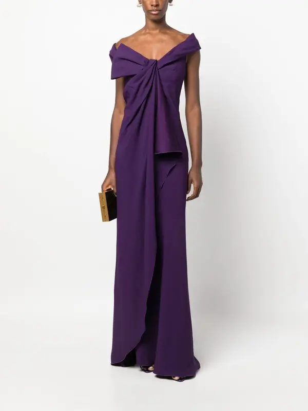 Alberta Ferretti Off-shoulder Gathered Gown