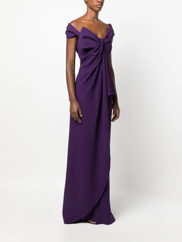 Alberta Ferretti Off-shoulder Gathered Gown