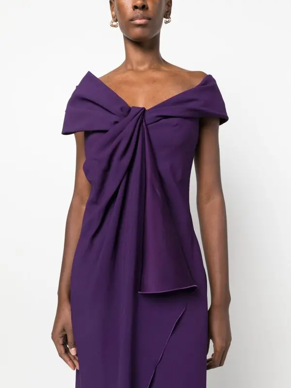 Alberta Ferretti Off-shoulder Gathered Gown