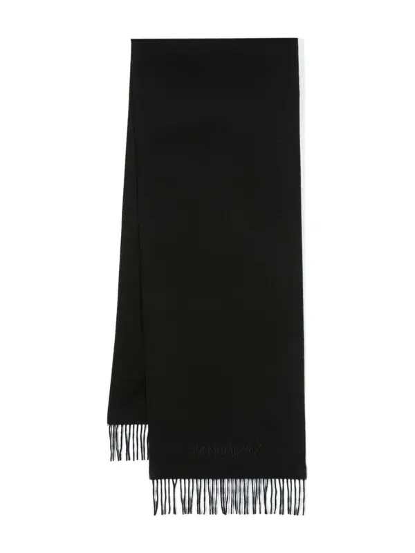 Saint Laurent Logo-embroidered Cashmere Scarf - Black
