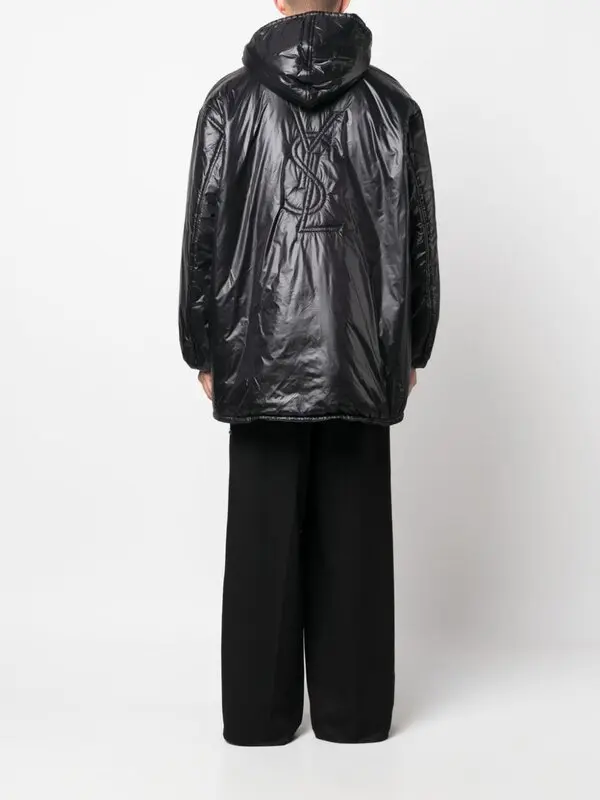 Saint Laurent Cassandre Logo Raincoat - Black