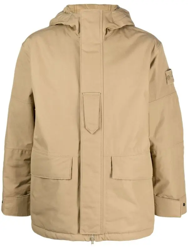 Stone Island Garment-dyed Cotton Hooded Jacket - Neutrals