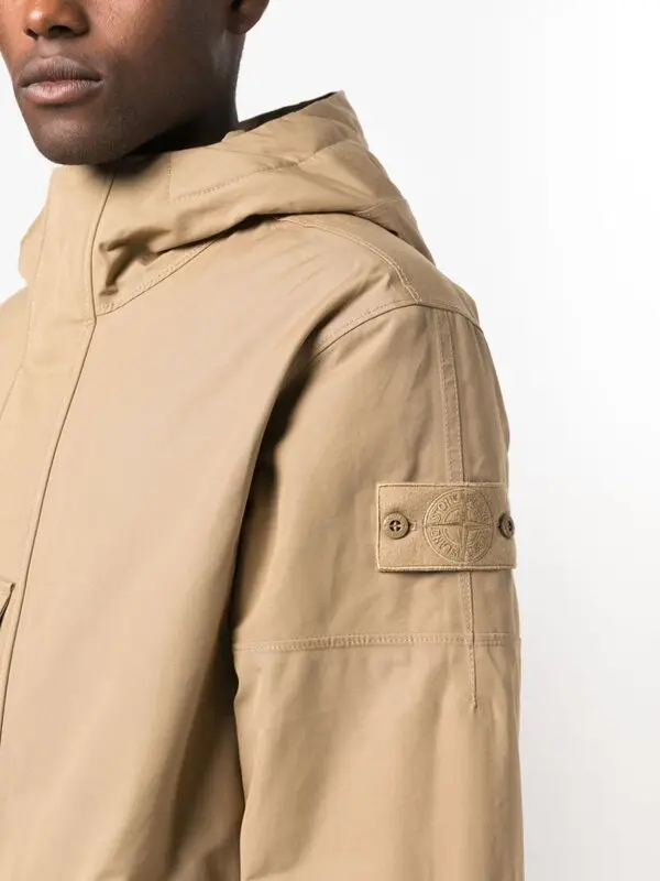 Stone Island Garment-dyed Cotton Hooded Jacket - Neutrals