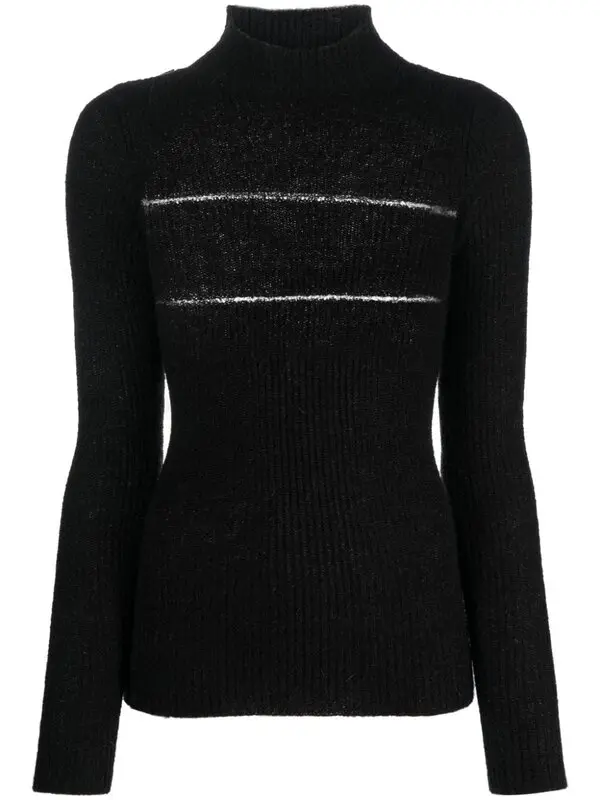 MSGM Mock-neck Knitted Top - Black