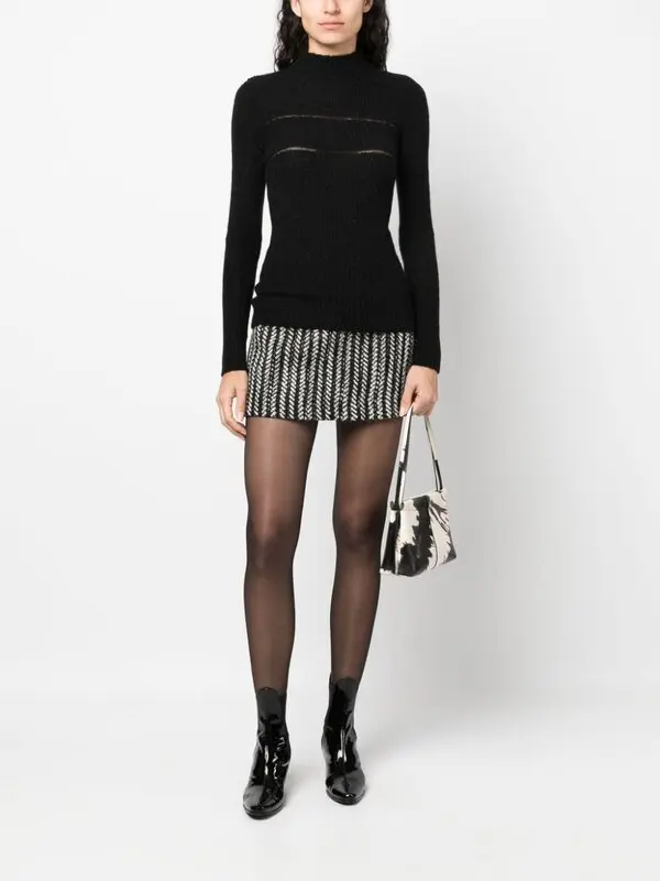 MSGM Mock-neck Knitted Top - Black