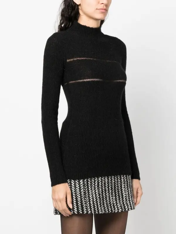 MSGM Mock-neck Knitted Top - Black