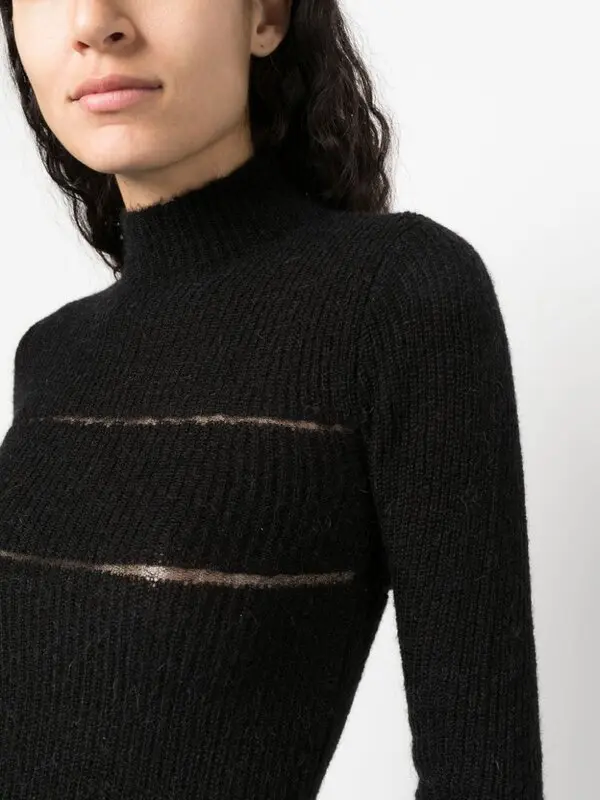 MSGM Mock-neck Knitted Top - Black