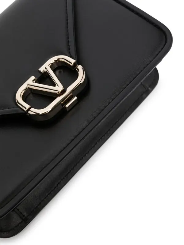 Valentino Garavani Small Letter Leather Shoulder Bag - Black