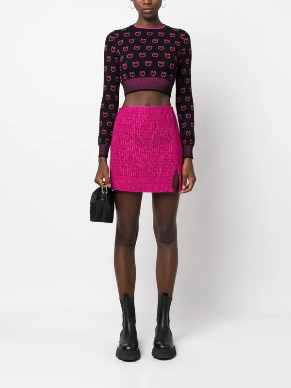Pinko Intarsia-knit Cropped Jumper