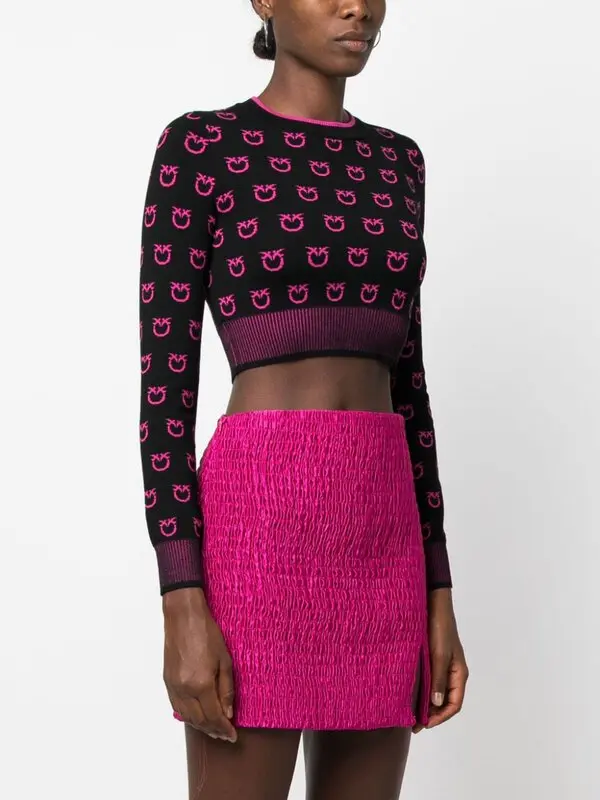 Pinko Intarsia-knit Cropped Jumper