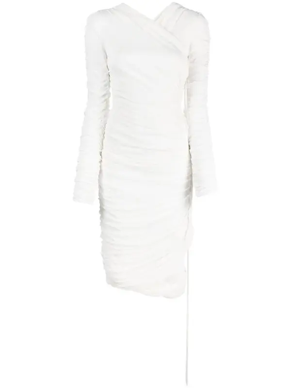 Khaite Arabella Ruched Midi Dress - White