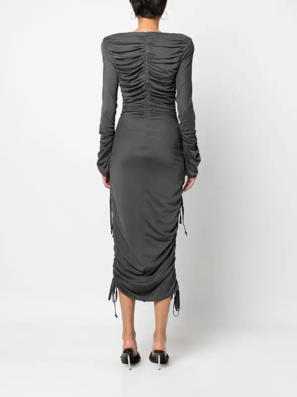 Cannari Concept W. Ruffles Long-Sleeve Midi Dress In Grey - 42% Off |  Editorialist