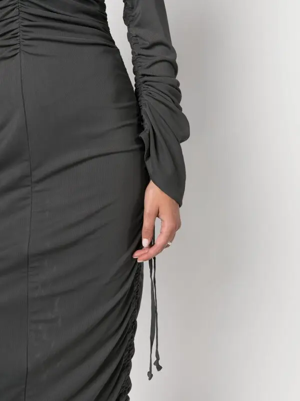 knee length dresses for ladies Charcoal Button Up Ribbed Knit Long Sleeve Maternity Midi Dress – PinkBlush main image 0