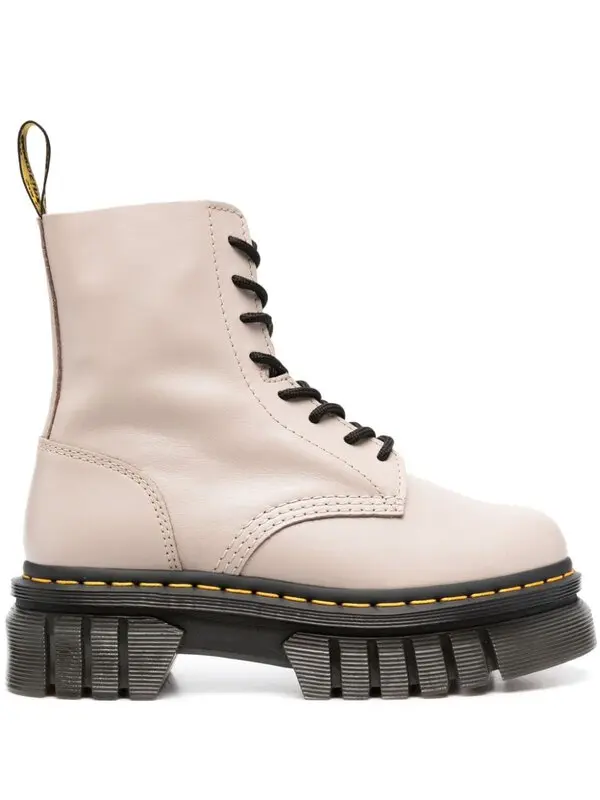 Dr. Martens Audrick 8-eye Lux Leather Ankle Boots - Neutrals