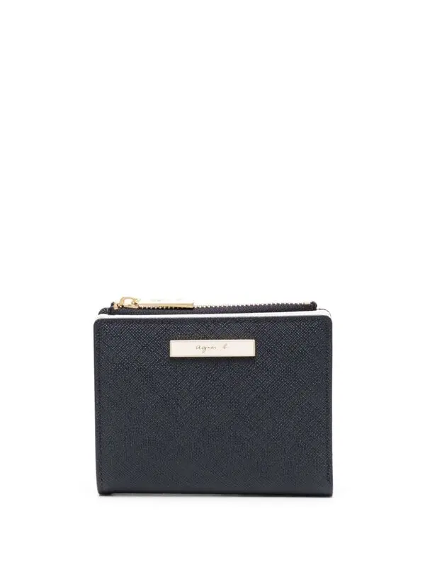 AGNES B. Bi-fold Leather Wallet - Blue