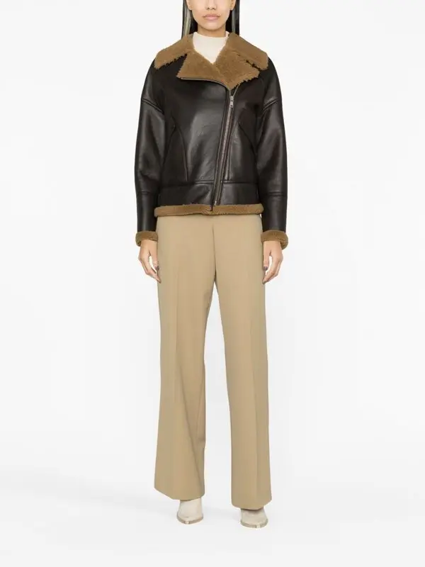 YVES SALOMON Zip-up Shearling Jacket - Brown