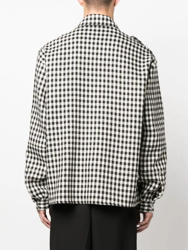 Roberto Cavalli Studded Gingham Wool-blend Shirt