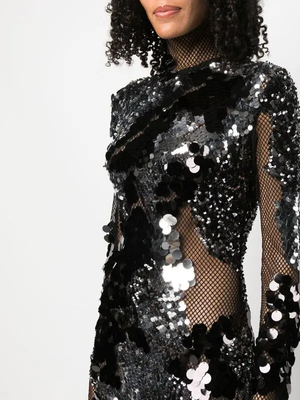 fishnet sequin dress FISHNET MINI DRESS WITH SEQUIN EMBROIDERY