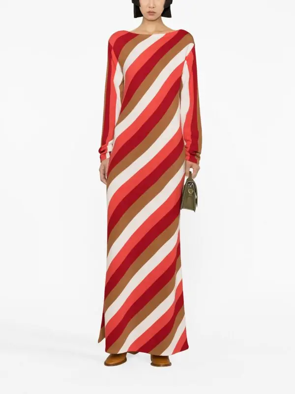 La DoubleJ Swing Striped Maxi Dress - Red