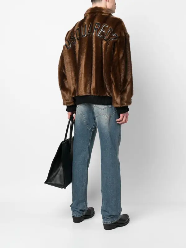 Dsquared2 Logo-embossed Faux-fur Jacket