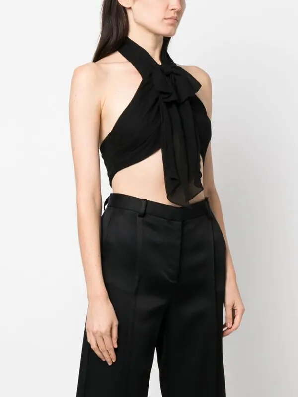 Moschino Backless Silk Crop Top