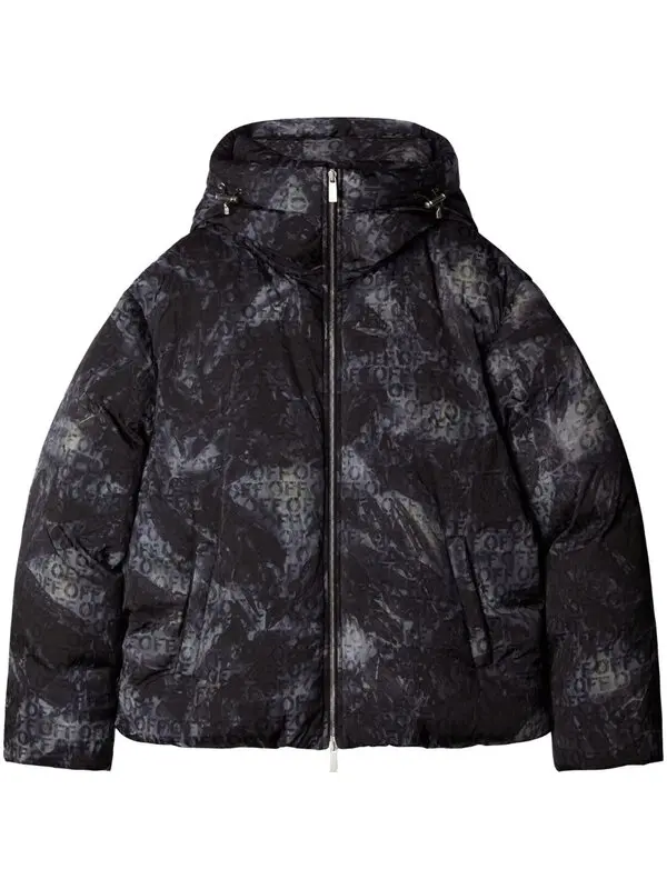 Off-White Logo-jacquard Puffer Jacket - Black