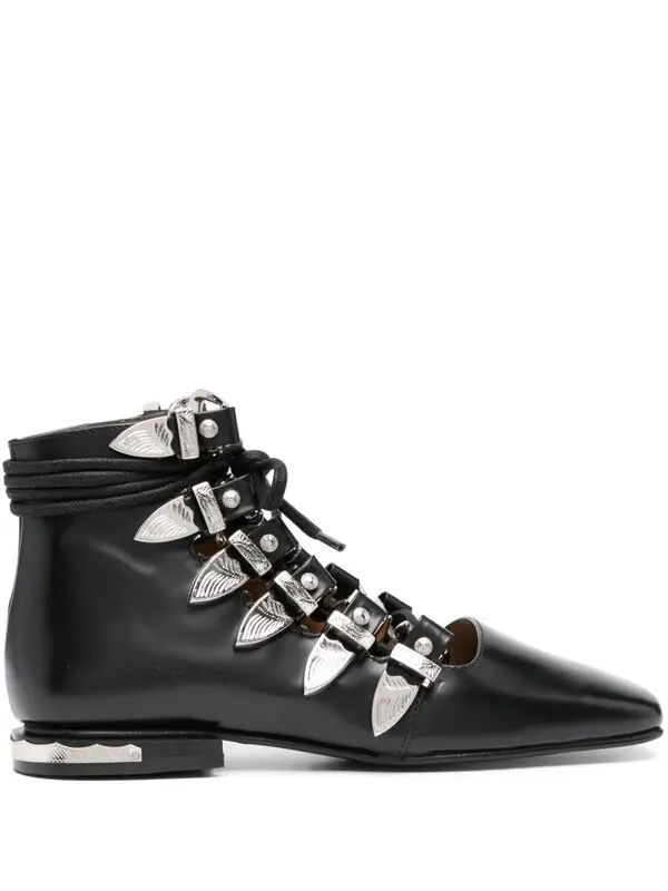 Toga Lace-up Leather Ankle Boots