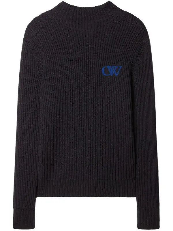 Off-White Logo-embroidered Rib-knit Jumper