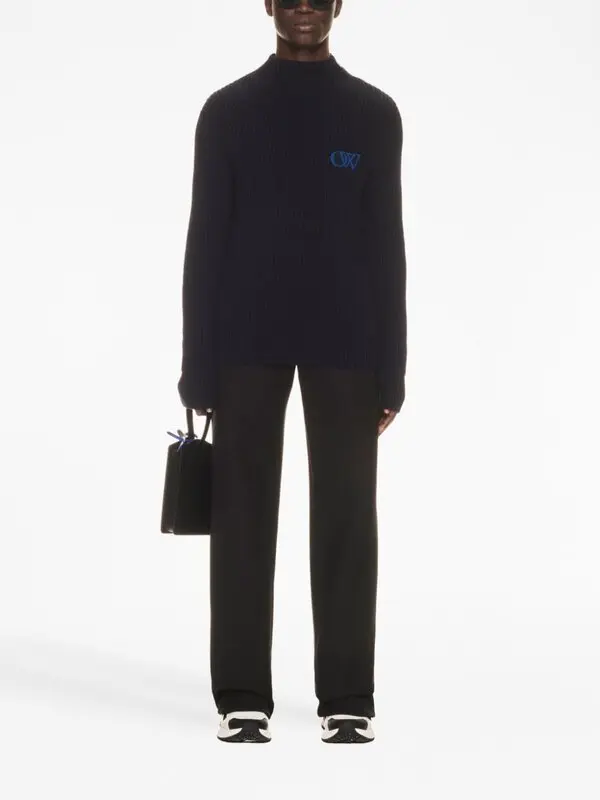 Off-White Logo-embroidered Rib-knit Jumper