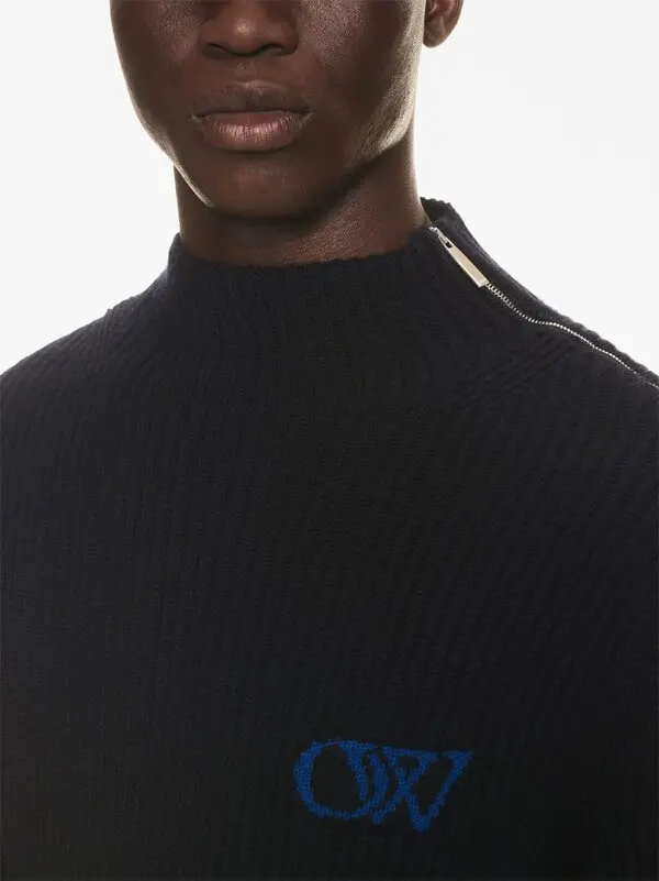 Off-White Logo-embroidered Rib-knit Jumper
