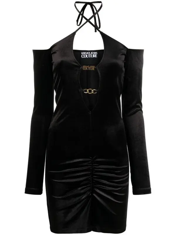 Versace Logo-plaque Cut-out Minidress