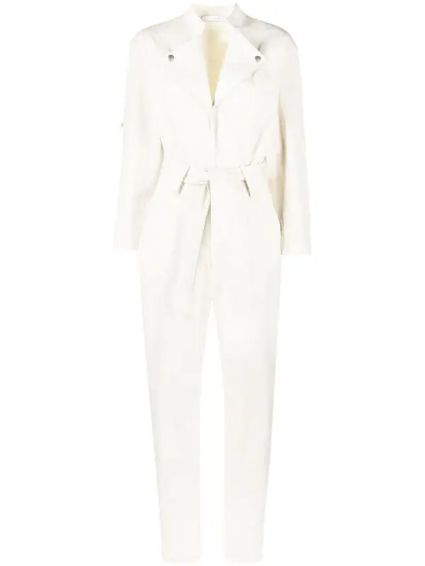 IRO PARIS Press-stud Collar Belted Tapered Jumpsuit - Neutrals