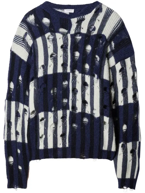 Off-White Shibori Distressed Knitted Jumper - Blue