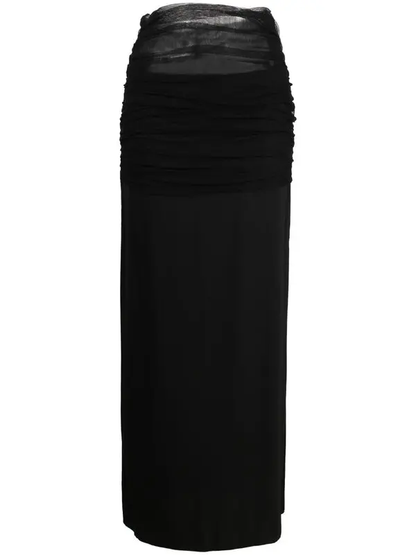 Christopher Esber Tulle-trim Ruched Maxi Skirt