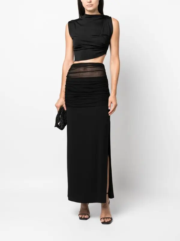 Christopher Esber Tulle-trim Ruched Maxi Skirt