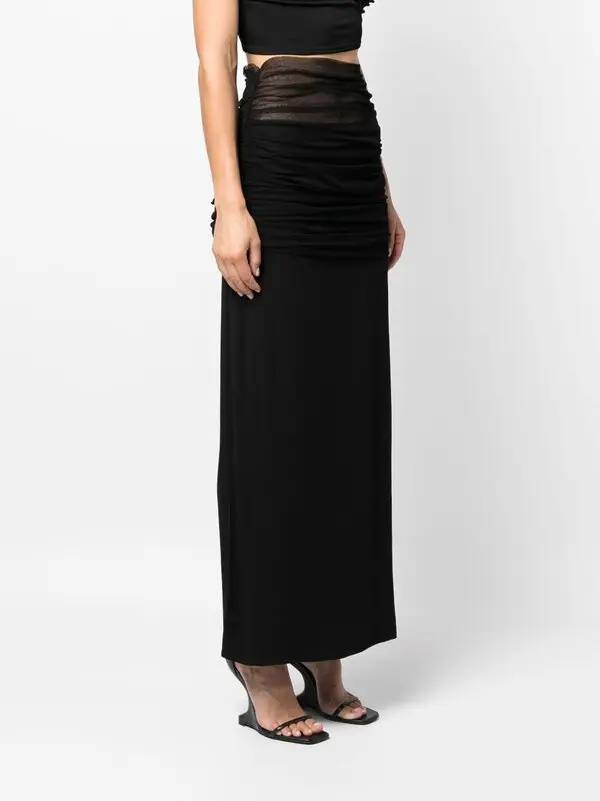 Christopher Esber Tulle-trim Ruched Maxi Skirt